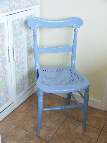 Vintage Wooden Chair with blue chippy paintwork
