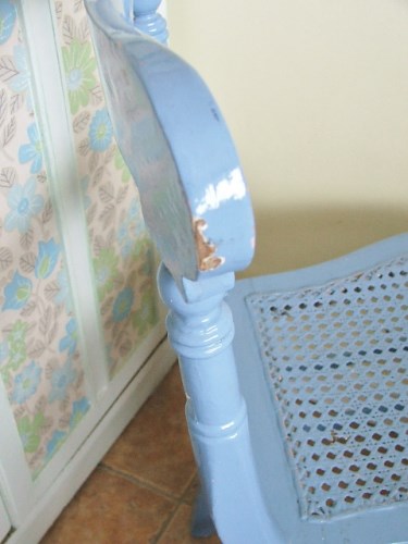 Vintage Wooden Chair with blue chippy paintwork