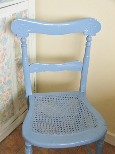 Vintage Wooden Chair with blue chippy paintwork