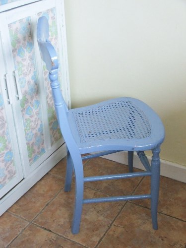 Vintage Wooden Chair with blue chippy paintwork