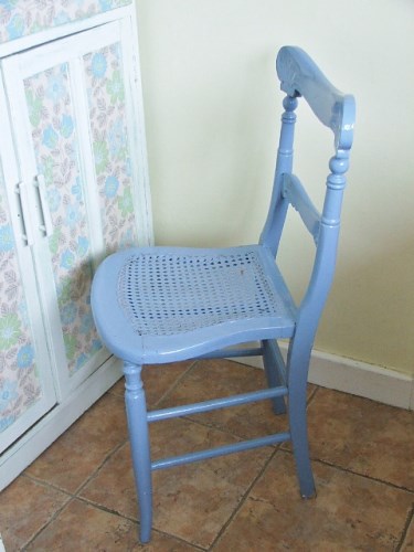 Vintage Wooden Chair with blue chippy paintwork