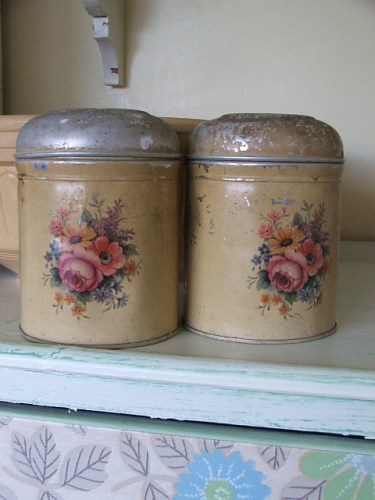 Pair of Pretty Floral Storage Tins