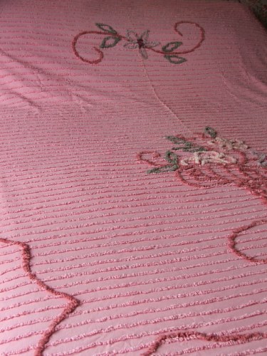 Vintage Double Pink Candlewick Bedspread