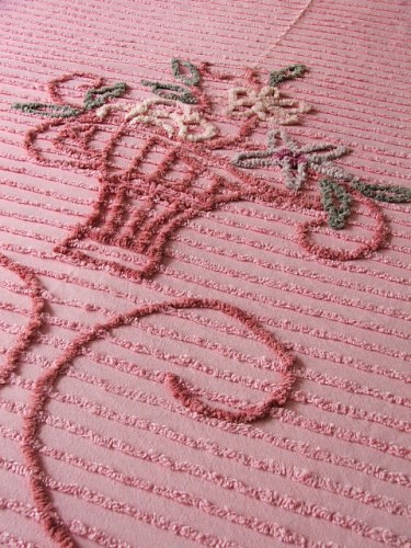 Vintage Double Pink Candlewick Bedspread