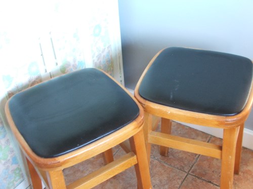 Pair of 1960's Wooden Kitchen Stools