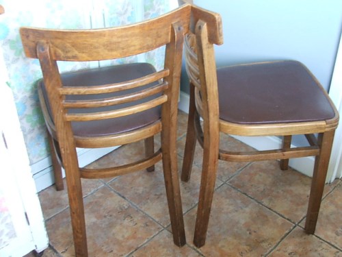 Pair of 1960's Wooden Kitchen Chairs