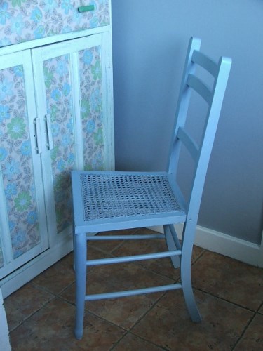 Vintage Blue Painted Wooden Chair