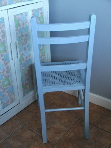 Vintage Blue Painted Wooden Chair