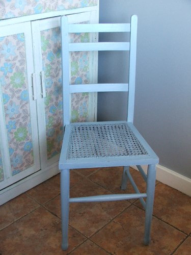Vintage Blue Painted Wooden Chair