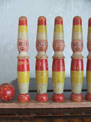 Vintage Wooden Toy Skittles