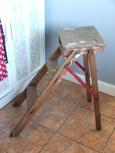 Old Vintage Folding Wooden Step Stool