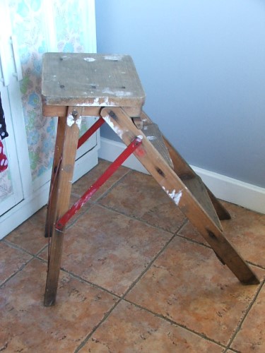 Old Vintage Folding Wooden Step Stool