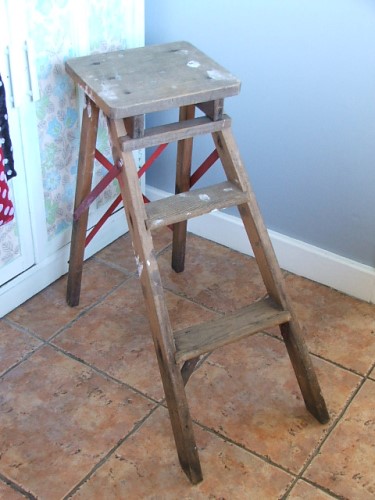 Old Vintage Folding Wooden Step Stool